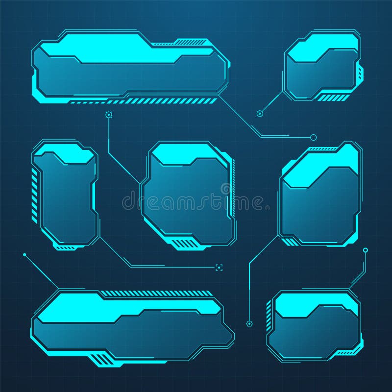 Blue Futuristic HUD or UI Elements. Sci-fi User Interface Text Boxes ...