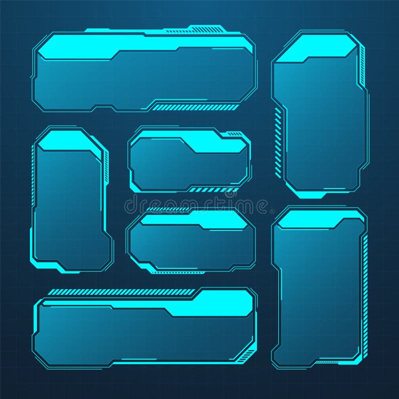 Blue Futuristic HUD or UI Elements. Sci-fi User Interface Text Boxes ...