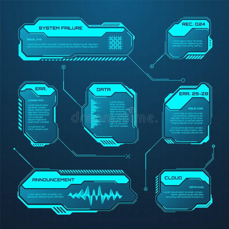 Blue Futuristic HUD or UI Elements. Sci-fi User Interface Text Boxes ...