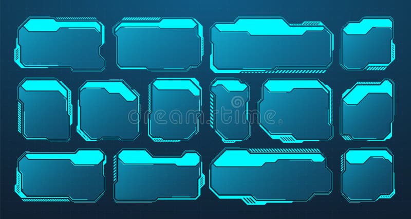 Blue Futuristic HUD or UI Elements. Sci-fi User Interface Text Boxes ...