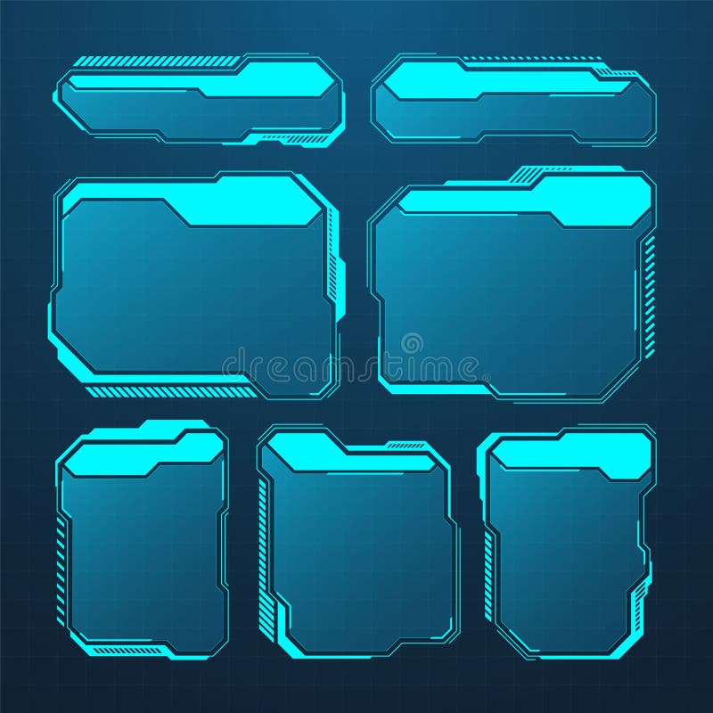 Blue Futuristic HUD or UI Elements. Sci-fi User Interface Text Boxes ...