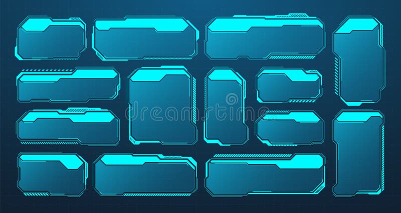Blue Futuristic HUD or UI Elements. Sci-fi User Interface Text Boxes ...