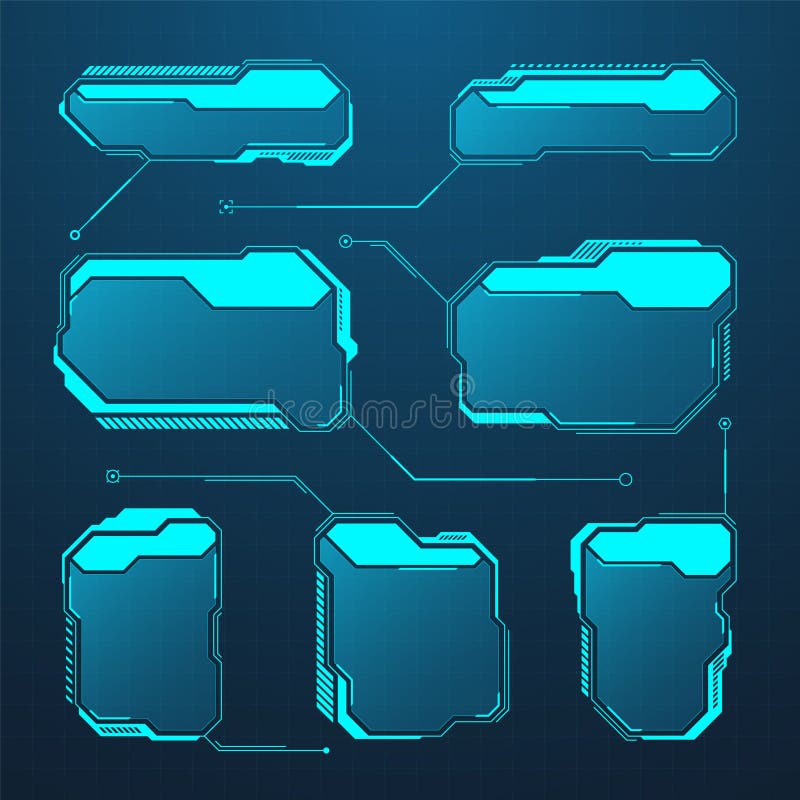 Blue Futuristic HUD or UI Elements. Sci-fi User Interface Text Boxes ...