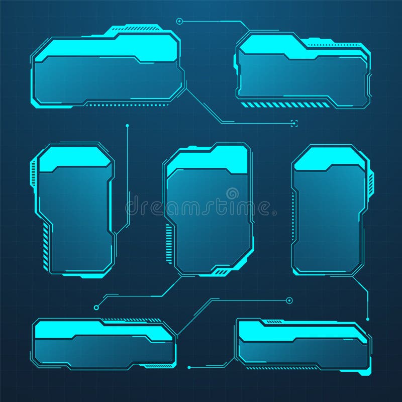 Blue Futuristic HUD or UI Elements. Sci-fi User Interface Text Boxes, Callouts Stock Vector ...