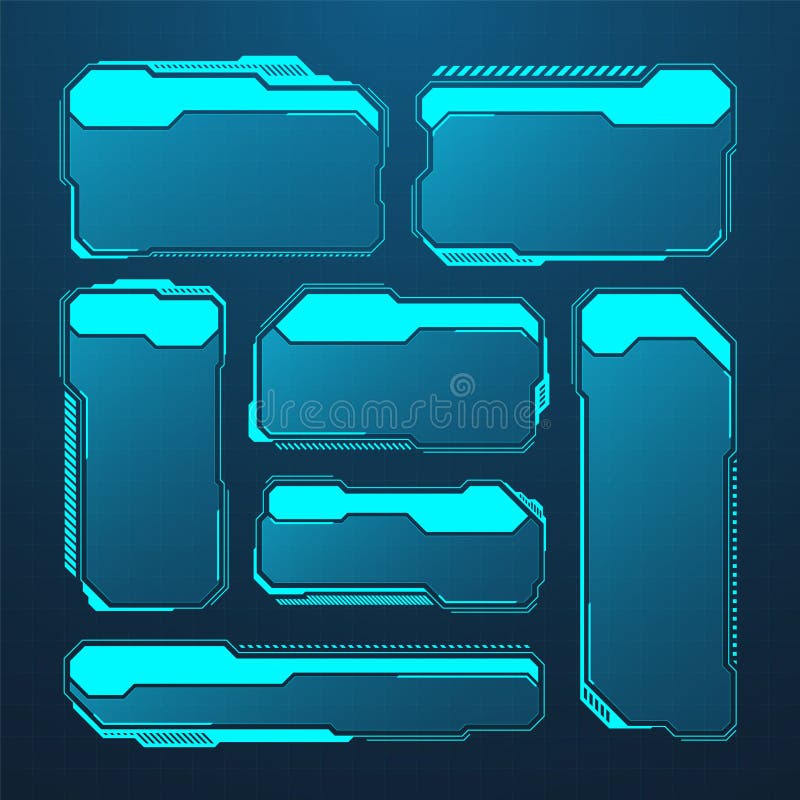 Blue Futuristic HUD or UI Elements. Sci-fi User Interface Text Boxes ...