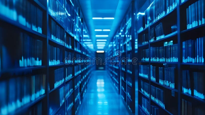 Cyberpunk Library with ARVR Books Stock Illustration - Illustration of ...