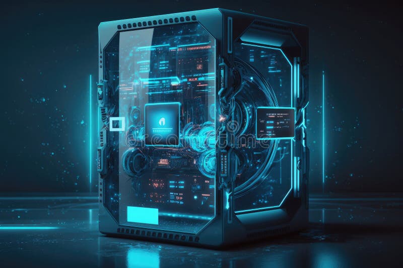 Blue Futuristic Networking Technology. Illustration AI Generative Stock ...