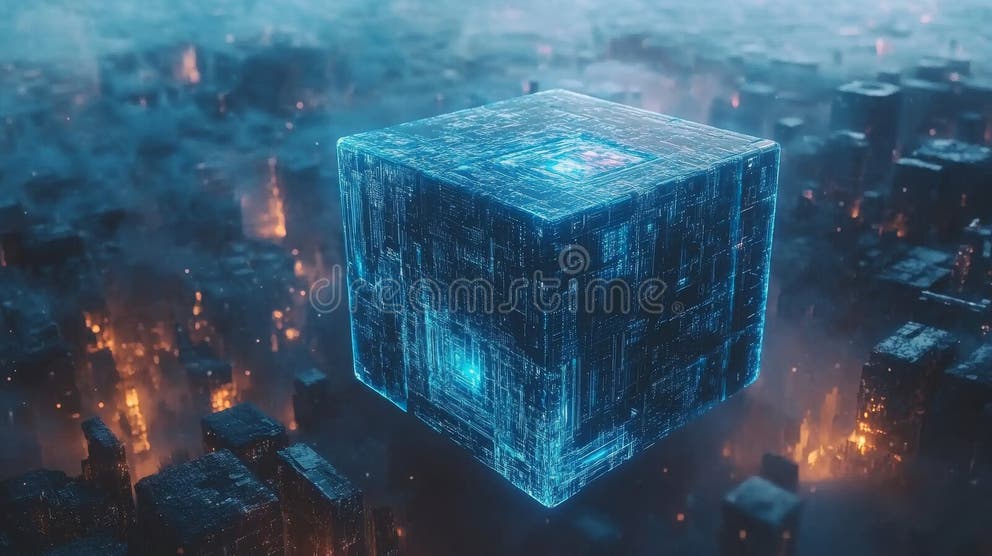 A Blue, Futuristic Technology Background Featuring Cubes. a High-tech ...