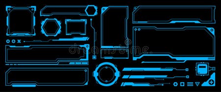 Blue Futuristic Technology Vector Elements Design, Cyberpunk Theme ...