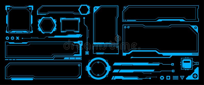 Blue Futuristic Technology Vector Elements Design, Cyberpunk Theme ...