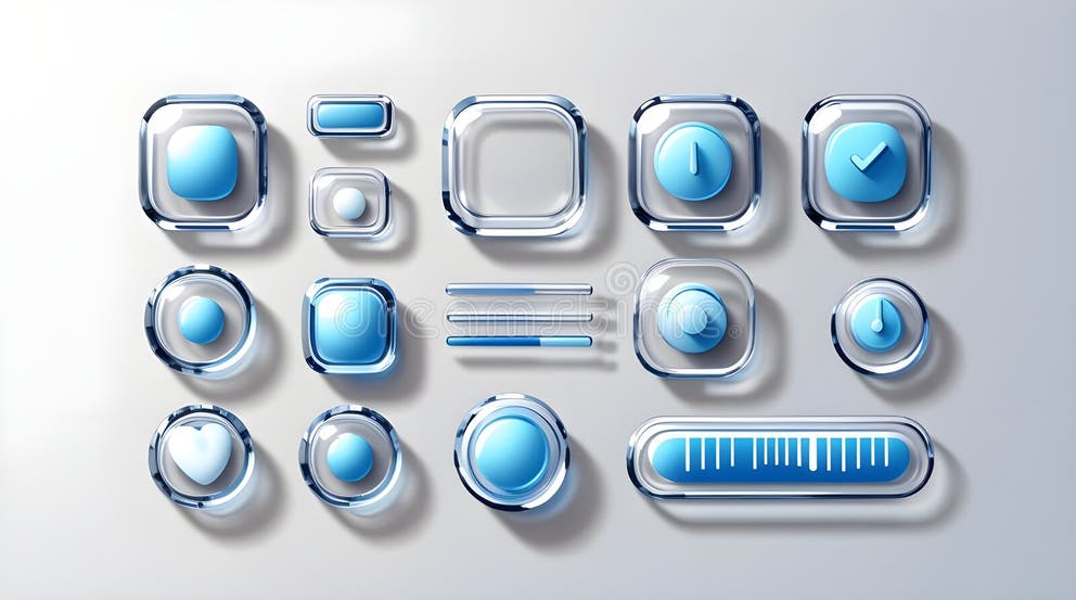 Blue Futuristic UI Elements Pack - Buttons and Controls Stock ...