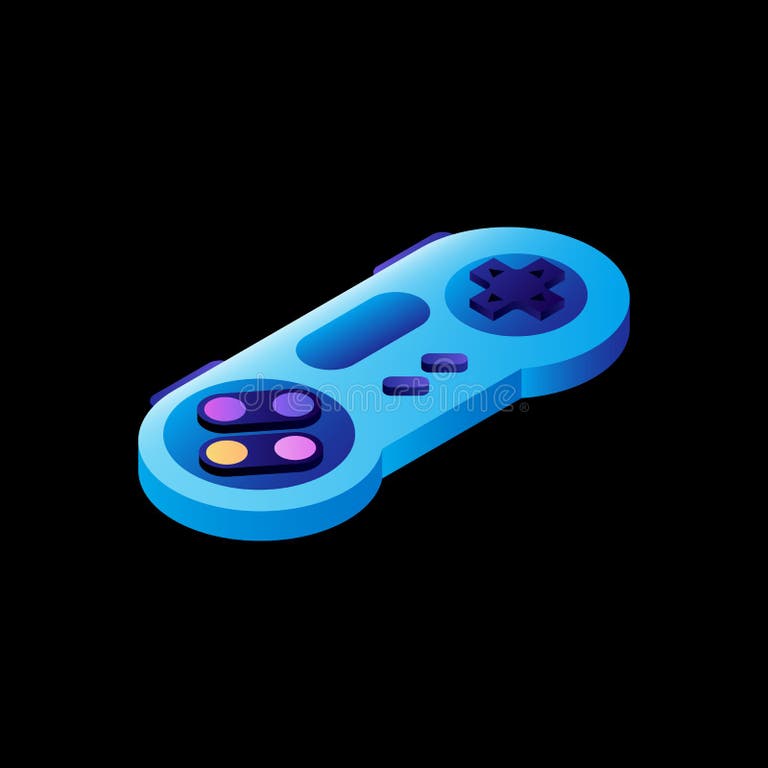 Blue Game Controller on Black Background Stock Vector - Illustration of ...