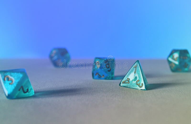 Blue game dice d4 stock photo. Image of fantasy, glowing - 92937394