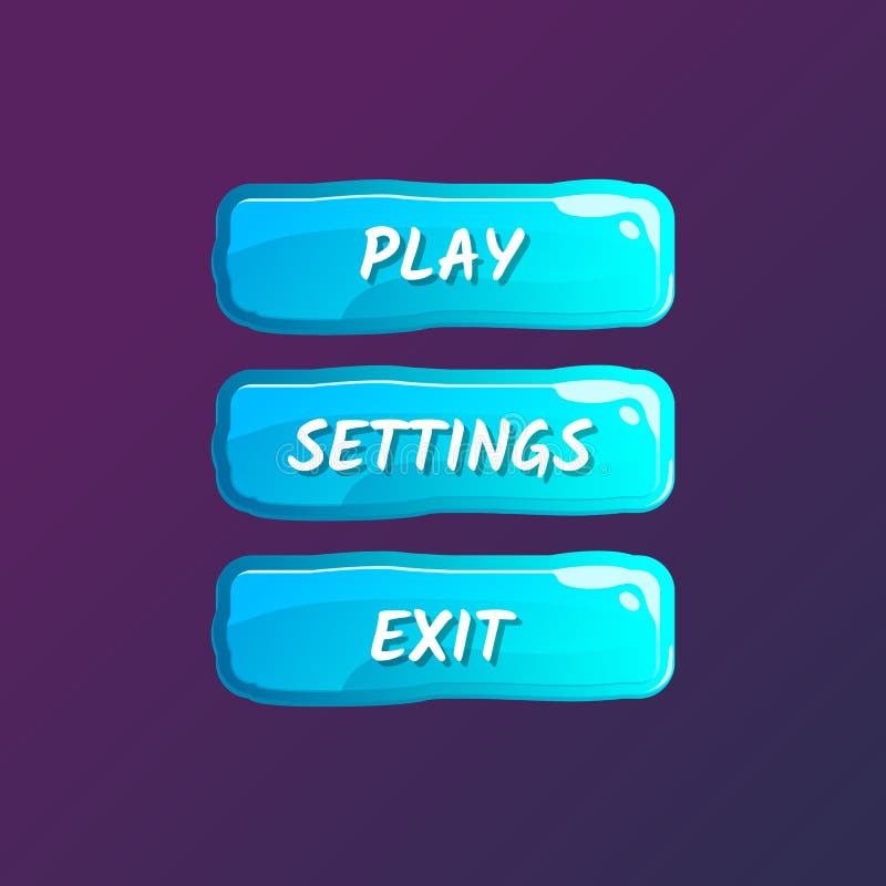 Blue Game Interface in Cartoon Style Stock Illustration - Illustration ...