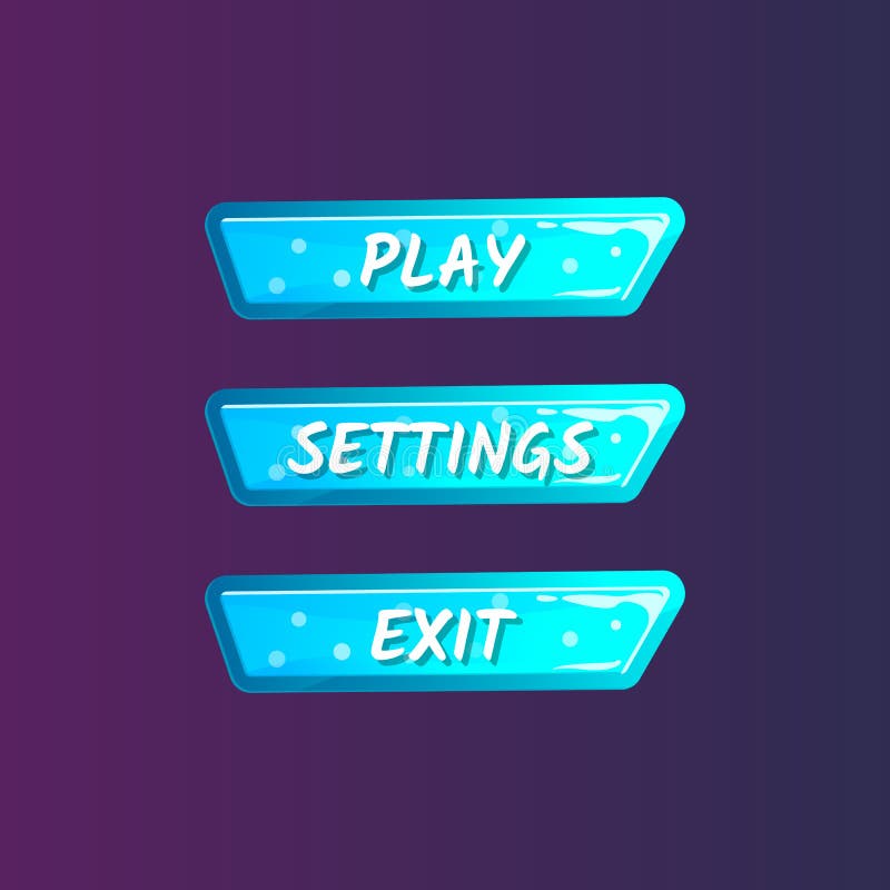 Blue Game Interface Elements in Cartoon Style Stock Illustration ...