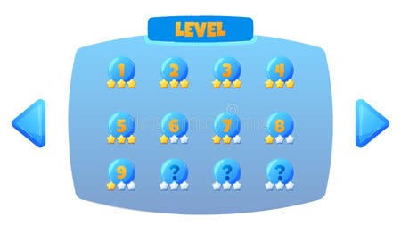 Blue Game Level Selection Screen with Numbered Bubbles and Stars ...