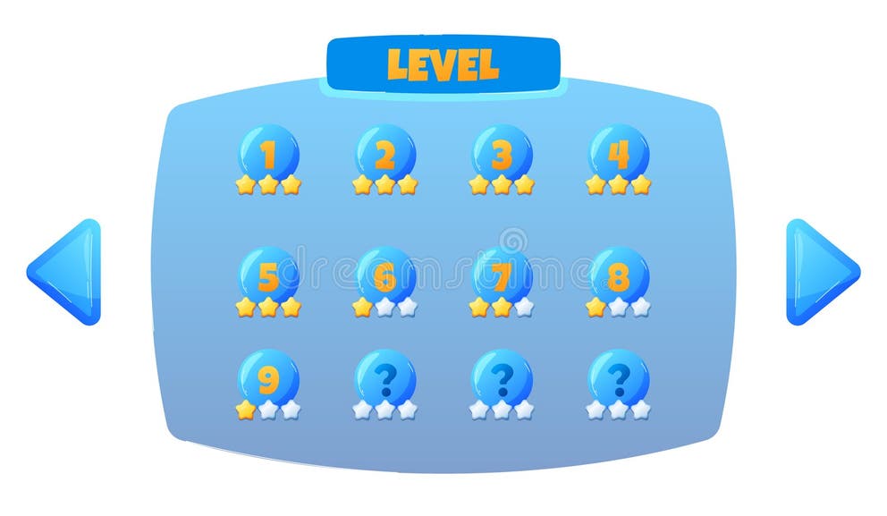 Blue Game Level Selection Screen with Numbered Bubbles and Stars ...