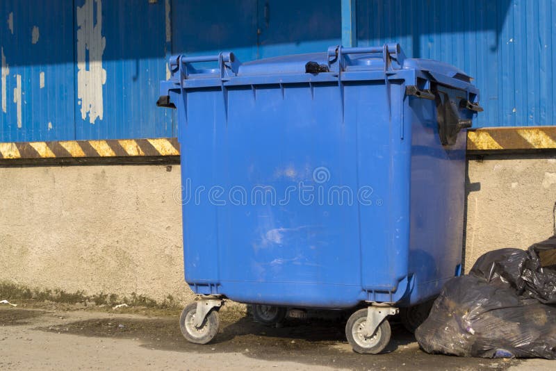 Blue garbage bin stock image. Image of waste, container - 53479933