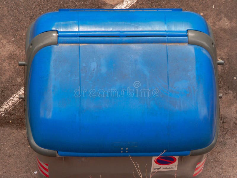 Blue Garbage Container for Recycling Paper and Cardboard Stock Photo ...