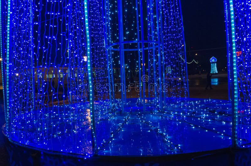 Blue garland light stock image. Image of christmas, abstract - 64336051