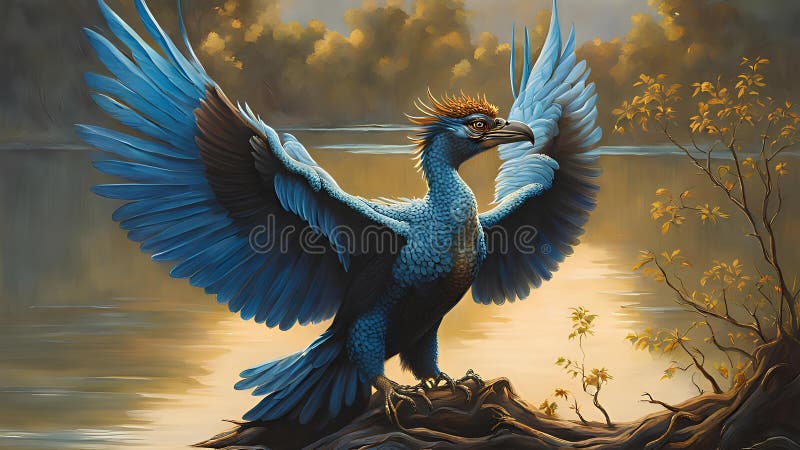 Blue Garuda Bird Flaps Its Wings Stock Photo - Image of flaps, drawing ...