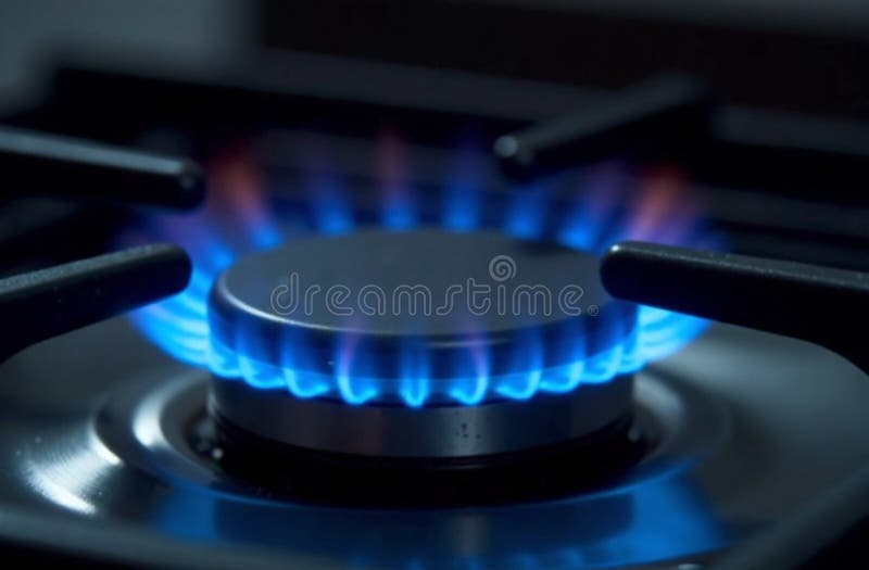 Blue Gas Fire Close-up. Gasification Stock Photo - Image of pump ...