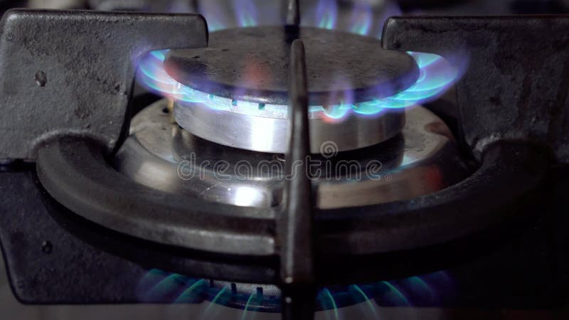 Gas Burning from a Kitchen Gas Stove on Dark Stock Footage - Video of ...