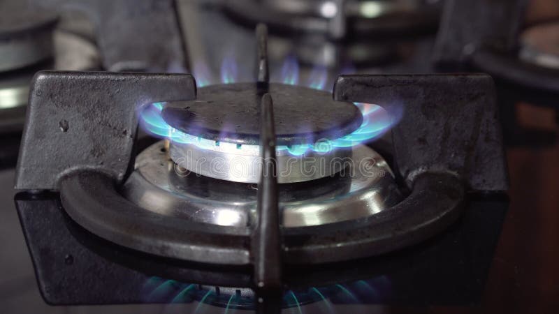 Gas Burning from a Kitchen Gas Stove on Dark Stock Footage - Video of ...