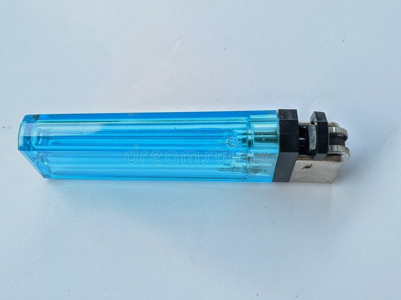 Blue Gas Lighter on Plain White Paper Stock Photo - Image of lighters ...