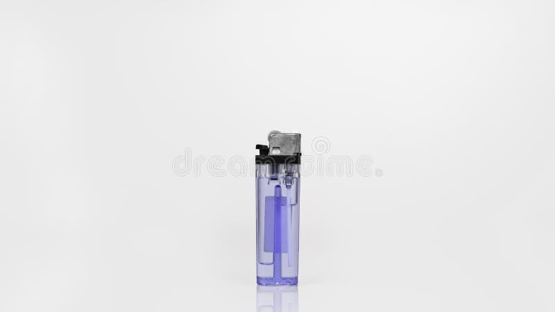 Blue Gas Lighter, 1 Push Type, Has a Reflection on the Product. Stock ...