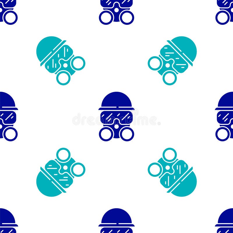 Blue Gas Mask Icon Isolated Seamless Pattern on White Background ...