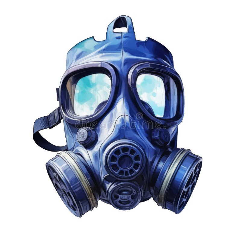 Blue Gas Mask with Sky Reflection in the Eye Pieces Stock Image ...
