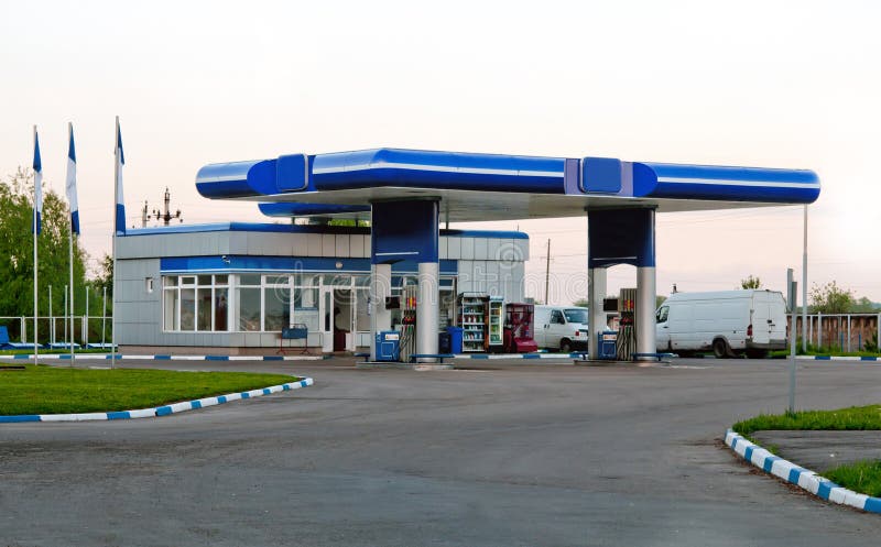 Gas station in city stock photo. Image of color, green - 35010312