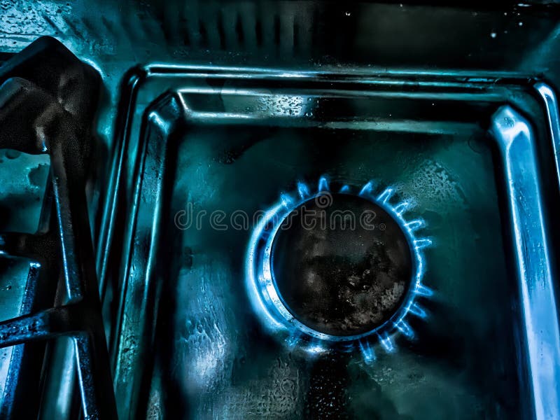 Blue gas and gas stove stock photo. Image of home, stove - 266555806
