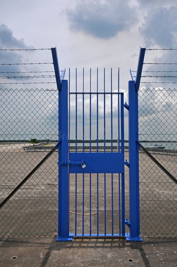 Blue gate stock image. Image of fence, door, metal, locked - 14584987