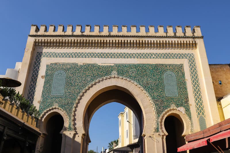 Blue Gate, Bab Bou Jeloud in Fez, Morocco Stock Photo - Image of ...