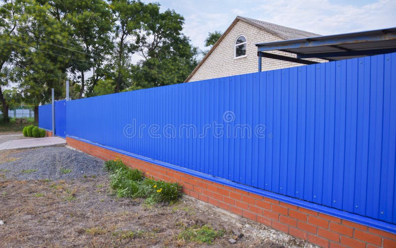 Blue gate and fence stock photo. Image of fencing, pattern - 77582792