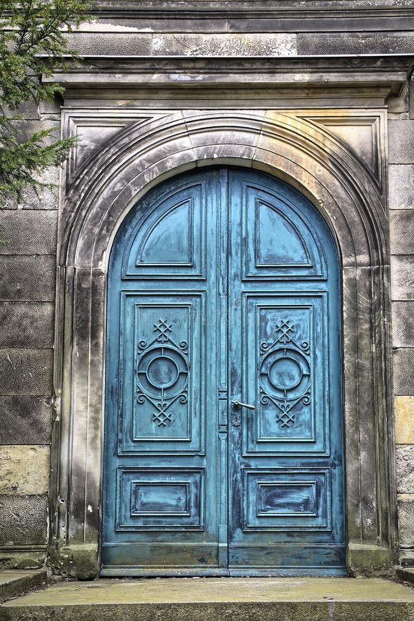 Blue gate to a tomb stock photo. Image of graveyard, metal - 53576218