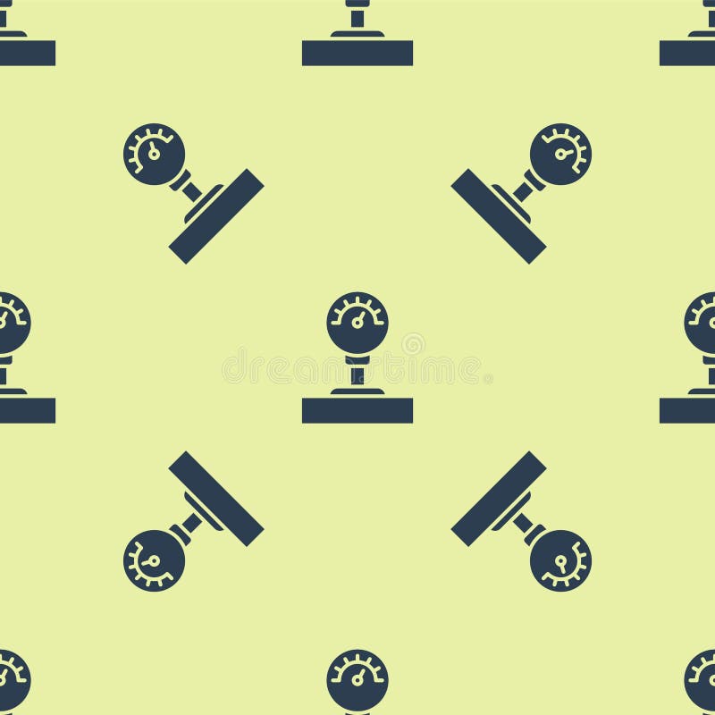 Blue Gauge Scale Icon Isolated Seamless Pattern on Yellow Background ...