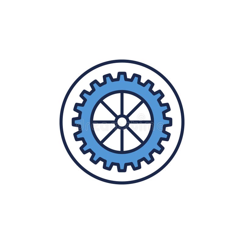 Circle with Gear Linear Icon. Vector Computer Maintenance Sign Stock ...