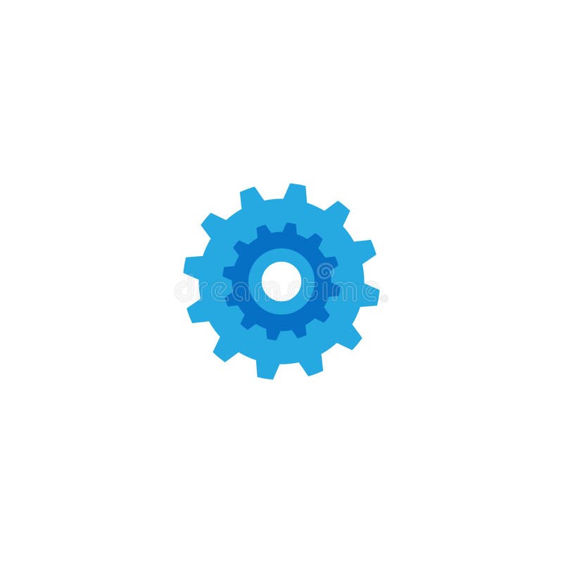Blue Gear or Cog Icon. Stock Vector Illustration Isolated on White ...