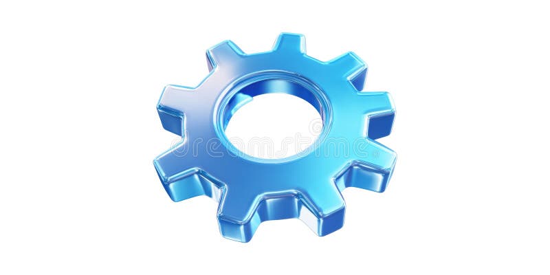Blue Gear Icon. Symbolizes Technology, Engineering, and Mechanical ...