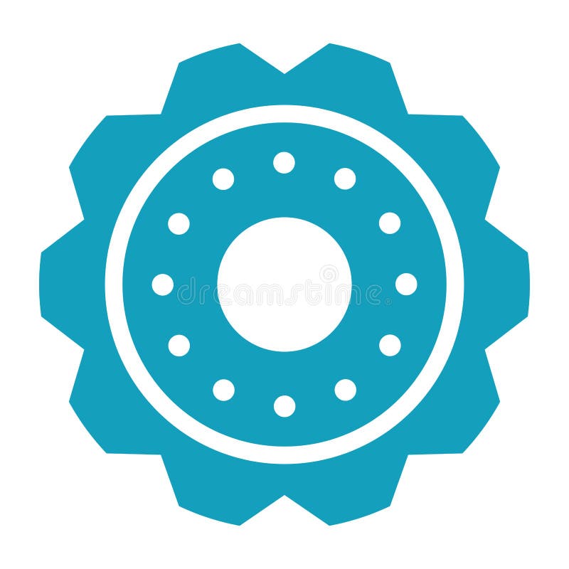 Blue Big Gear Icon Cartoon Black and White Stock Vector - Illustration ...