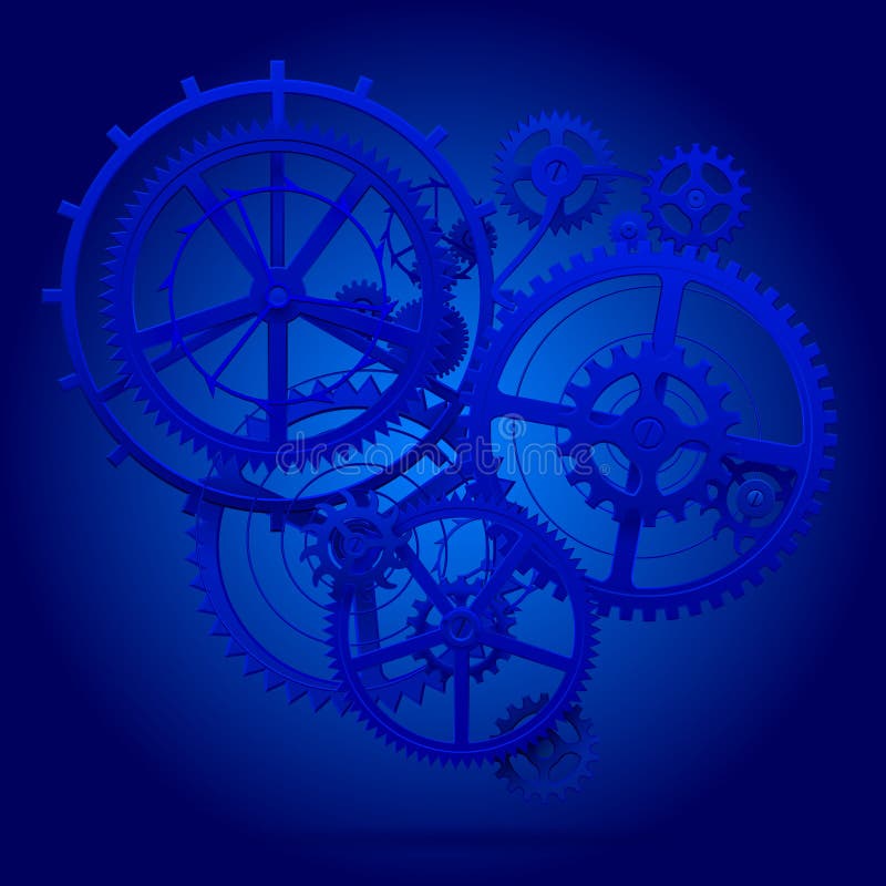Blue Gear Wheels of Clockwork in Blue Light Stock Vector - Illustration ...