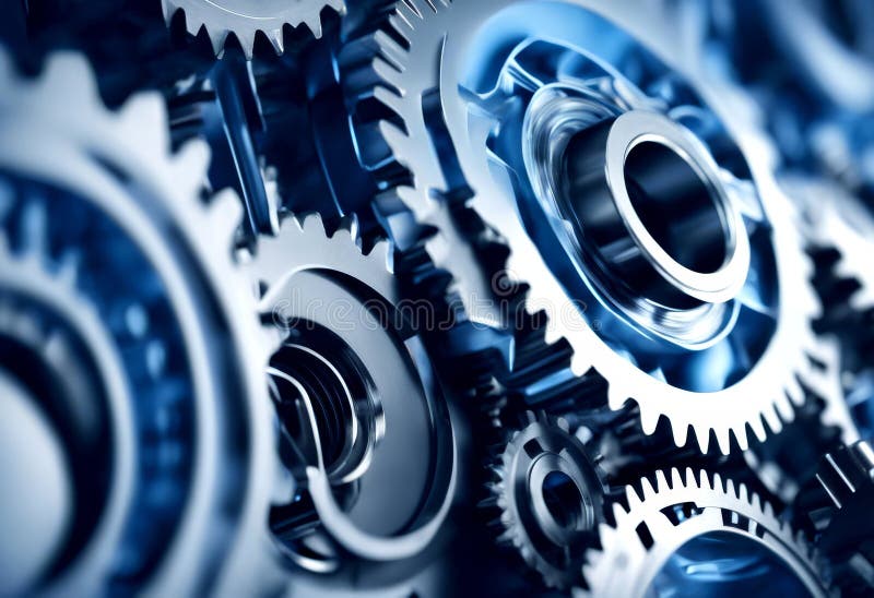 Blue Gears Background Abstract Motion Action Process Gear Movement ...