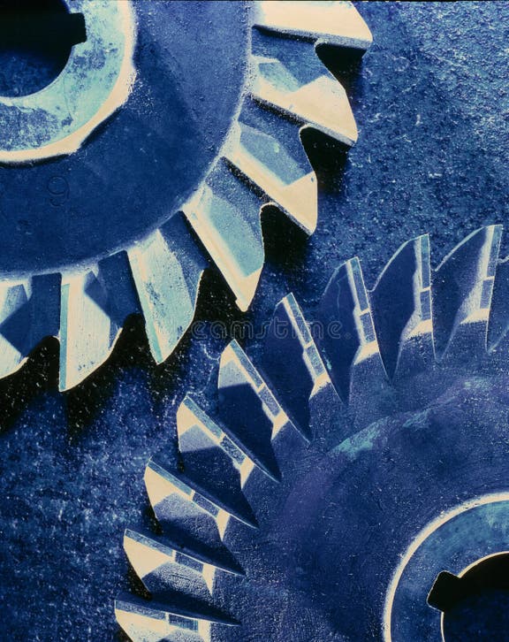 Blue Gears cross processed stock photo. Image of clockwork - 20120020
