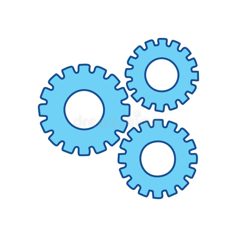 Blue Gears Icon. Three Blue Gears Interlocking, Representing ...