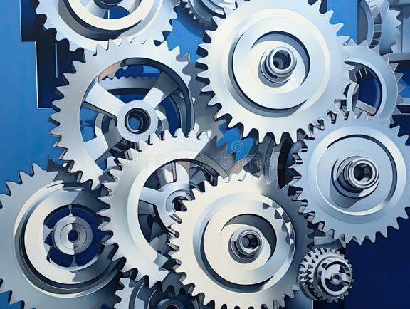 Blue gears with small cogs stock photo. Image of connect - 306311084