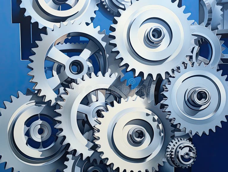 Blue gears with small cogs stock photo. Image of connect - 306311084