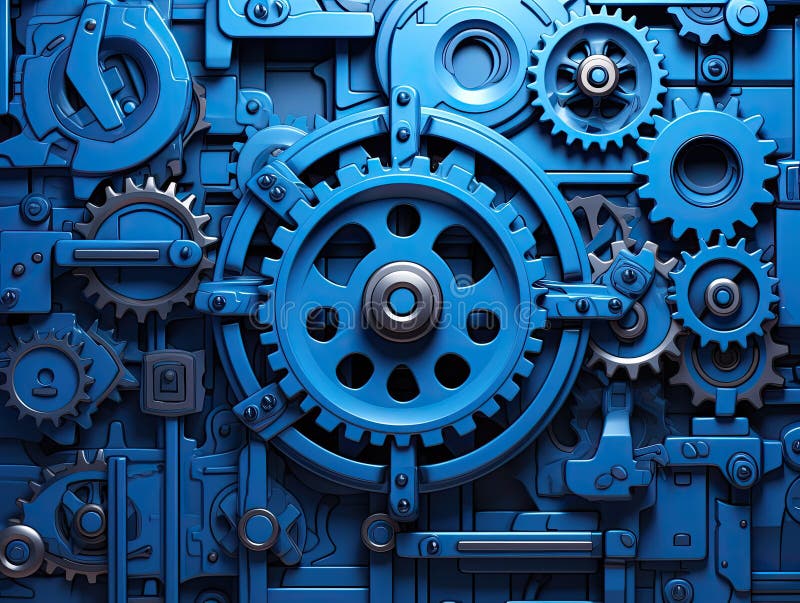 Blue gears with small cogs stock photo. Image of clock - 306312752
